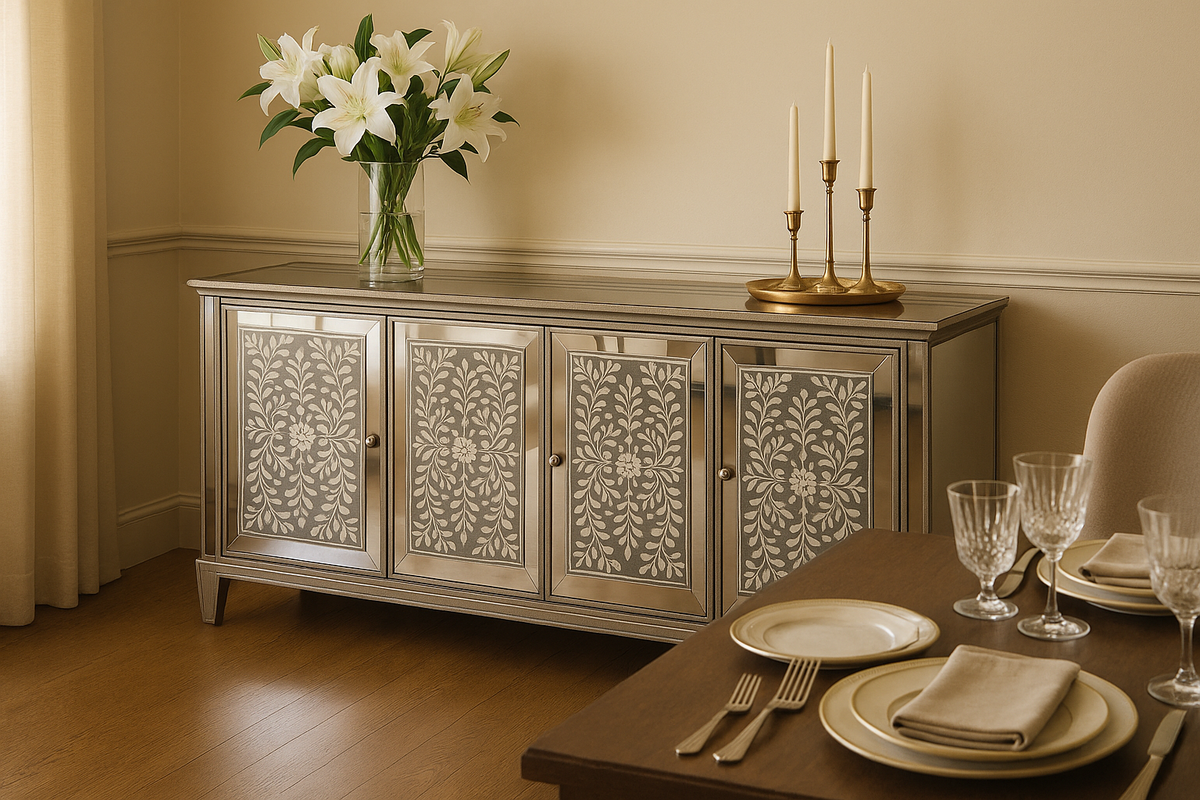 Way Mirrored Buffet Cabinet Elevates Dining Room Style