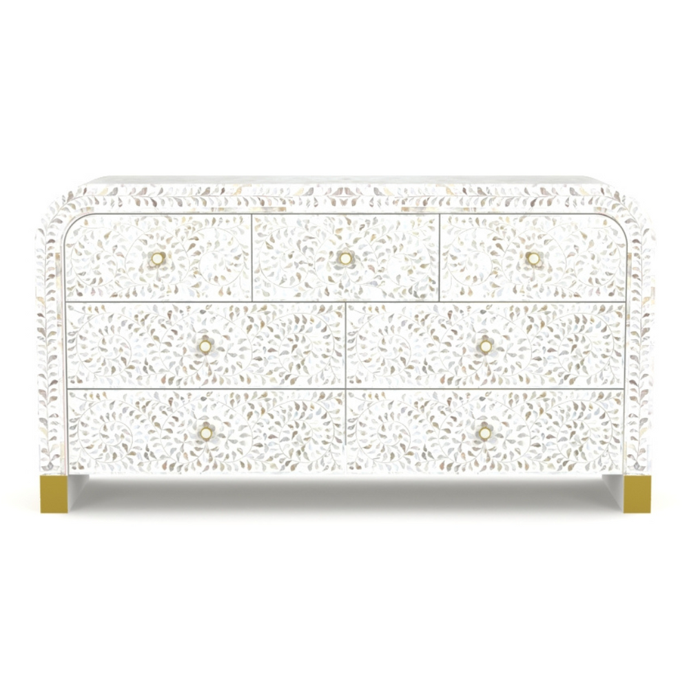 Iris Chest of Drawers - White Mother of Pearl Inlay