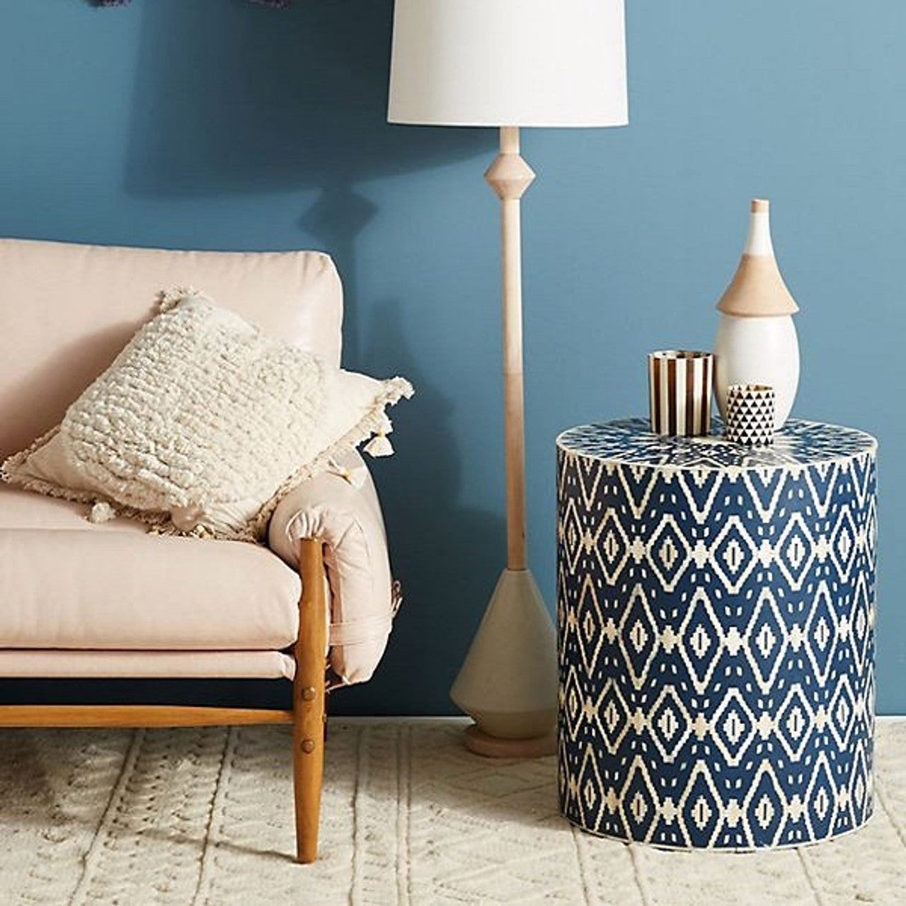 Shop Unique Blue Bone Inlay Side Table in Abu Dhabi - Tabeer Homes