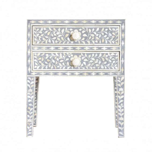 Abu Dhabi's Finest Bone Inlay Side Drawers - Exquisite Grey Designs
